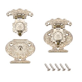 2 Sets Wood Case Chest Box Clasp Closure Hasp Latches Silver Tone 47 x ...