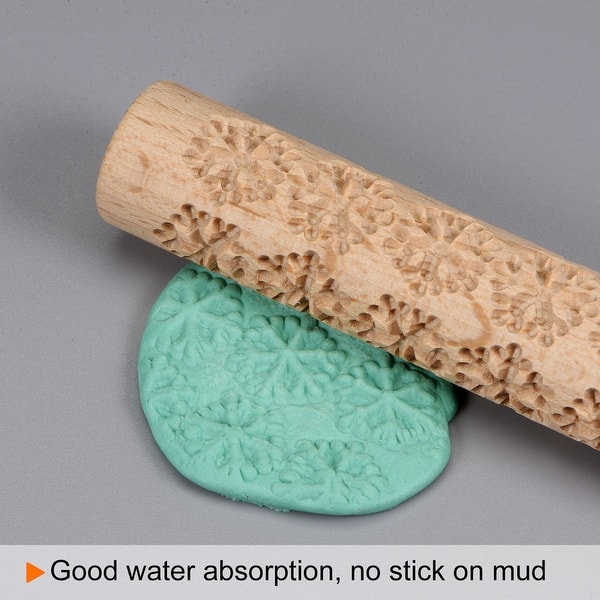 Wood Clay Roller Snow Texture Rolling Emboss Beech 15cm x 2cm - Wooden ...