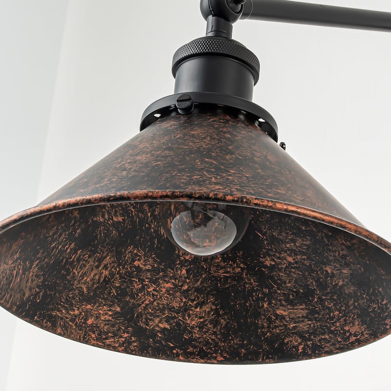 1-Light Vintage Industrial Black and Rust Finish Cone Shade with Swing ...