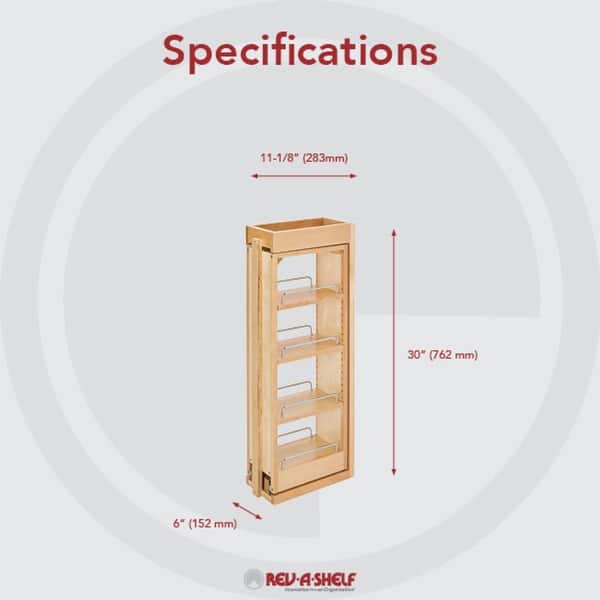 Rev-A-Shelf Pull Out Wall Filler Between Cabinet Shelf Storage 6"x30 ...