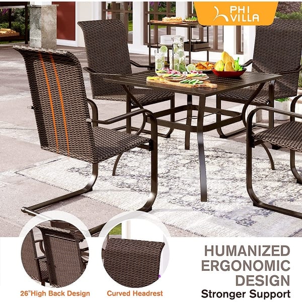 Outdoor Patio C Spring Rattan Chairs Set of 2 Pieces High Back Wicker ...