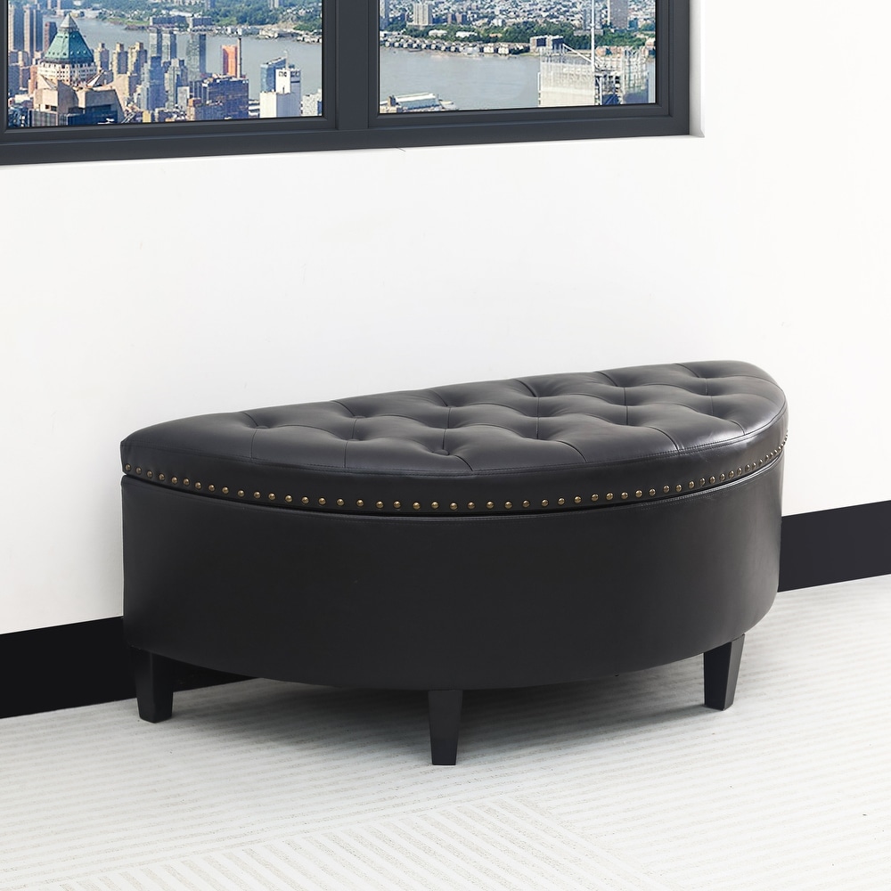 Black Semi-Circle Storage Ottomans - Bed Bath & Beyond