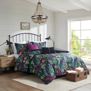 Roomfitters Full/Queen 5 Piece Comforter Set, Vibrant Botanical Pattern ...