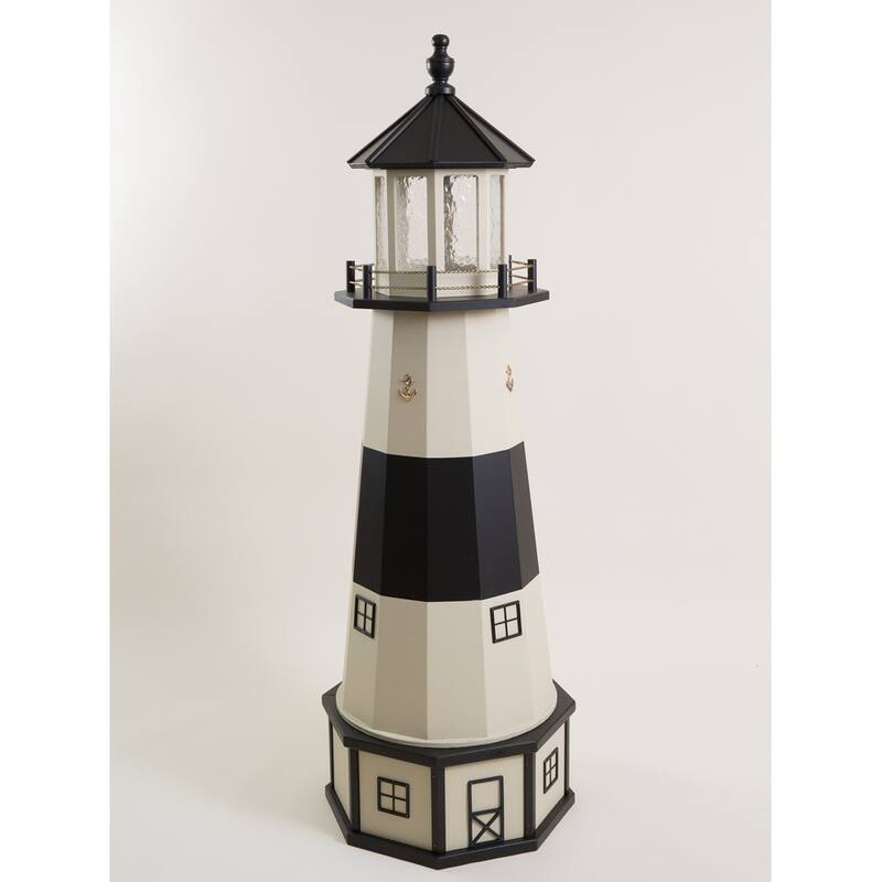Deluxe Hybrid Poly and Wood Lighthouse with Solar Light - Overstock ...
