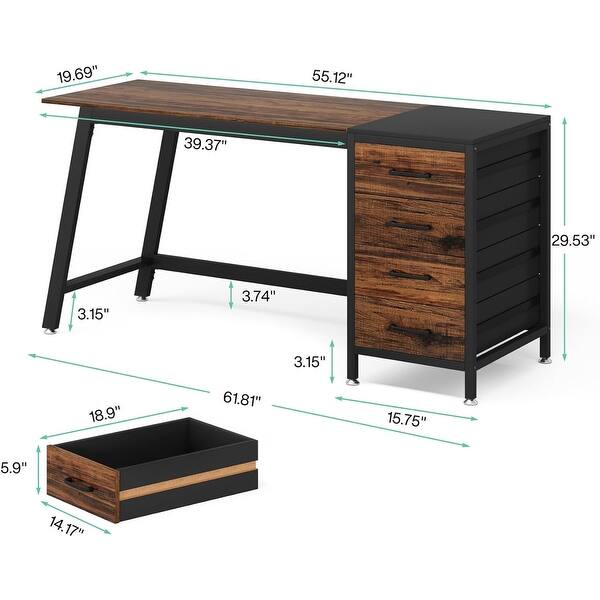 55 Inches Computer Desk with 4 Drawers - Bed Bath & Beyond - 39387494