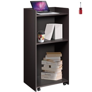 VEVOR 23in Wood Podium Pulpit Lectern w/Mobile Wheel Casters for Church ...