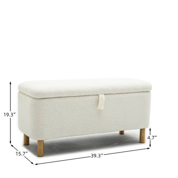Hall Tree Shoe Storage Bench Boucle Upholstered Storage Ottoman ...