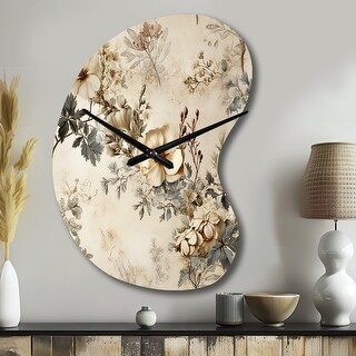 Vintage Beige Floral Country home Charm - Floral Large Wall Clocks ...