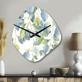 White Green Minimalism Eucalyptus Essence II - Floral Wall Clocks in ...