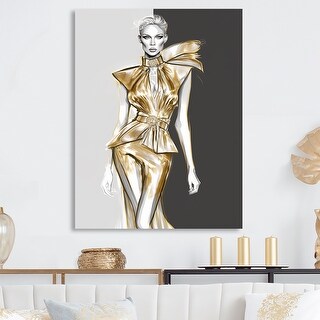 Designart "Catwalk Model Couture In Tones Of Gold VIII" Fashion Woman ...