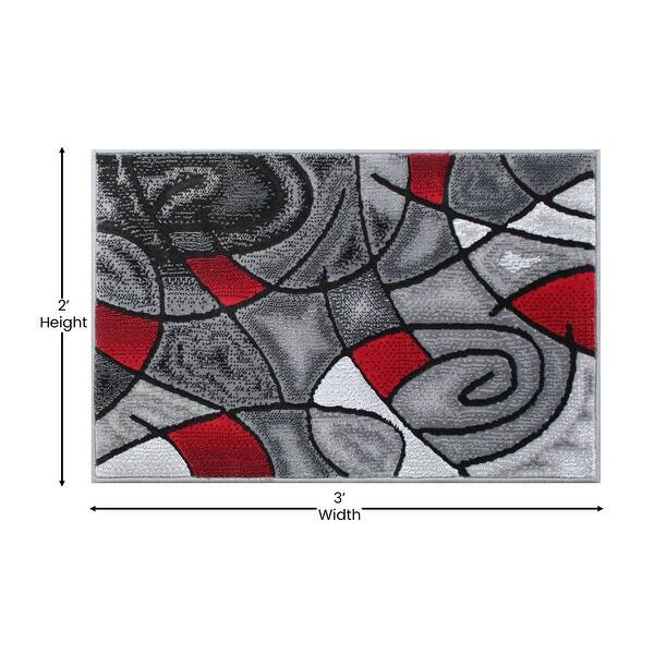 Jubilee Collection 2' x 3' Red Abstract Pattern Area Rug - Olefin Rug ...