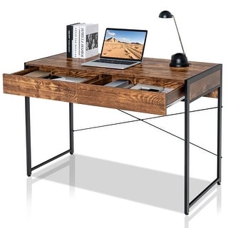 44 inch Computer Desk Home Office Study Writing Workstation W Drawers ...