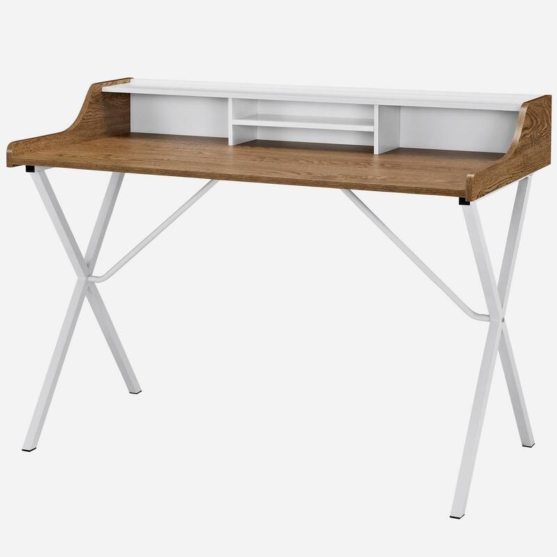 Estro Mid-Century Modern Walnut Computer Writing Office Desk with ...