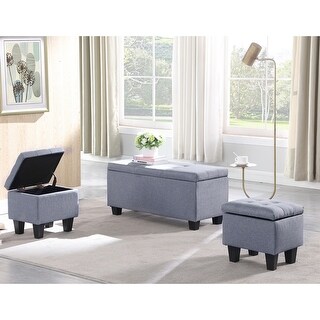 Large Storage Ottoman Bench Set Tufted Ottoman Linen Bench - Bed Bath ...