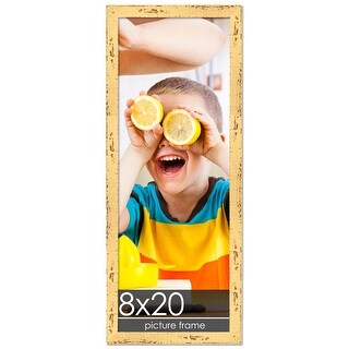 8x20 Shabby Chic / Farmhouse Yellow Complete Wood Picture Frame with UV ...
