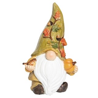 8.25" Fall Leaves Gnome With Bird Pumpkin Harvest Tabletop Figurine ...