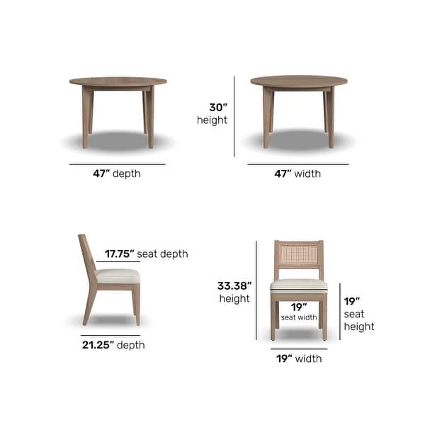 Brentwood 5-Piece Brown Wood Round Table and Cane Back Chair Dining Set ...