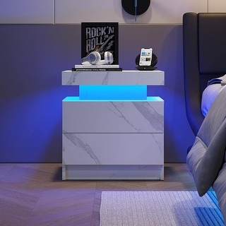 Bedroom LED Bedside Table Display Table White Cocktail Tea Table - Bed ...