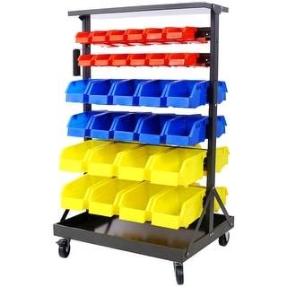 6-Tier Dual-Sided Rolling Bin Rack , 350 Pound Capacity, Includes 60 ...