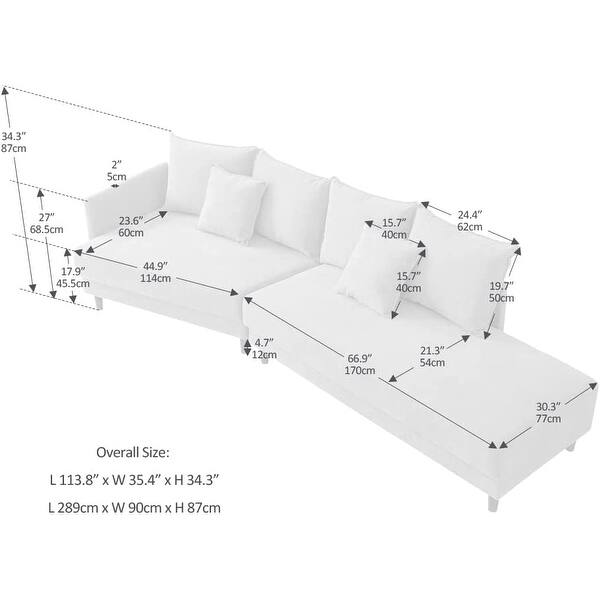 Modern Style Polyester Sectional Sofa with Right Hand Facing Chaise ...