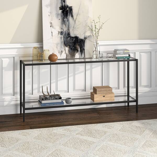 Hera 64'' Wide Rectangular Console Table with Glass Shelf - 64" Wide ...