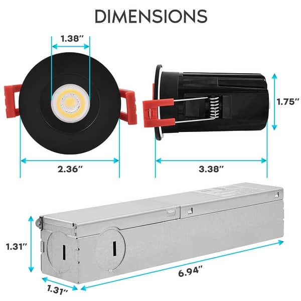 Luxrite 1 Inch LED Recessed Lighting with Junction Box 7W 5 Color ...