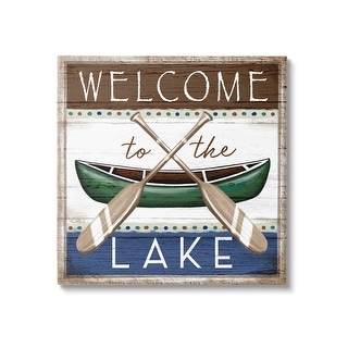 Stupell Rustic Lake Welcome Canoe Sign Stretched Canvas Wall Art ...
