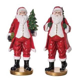Transpac Resin Traditional Santa Figurine Set of 2 Christmas Home ...