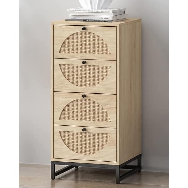 4 Rattan Storage Drawers with Round Handle - Bed Bath & Beyond - 37052171