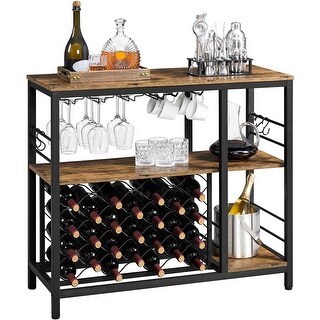 Yaheetech Industrial Wine Rack Table Buffet Table Coffee Bar Cabinet ...