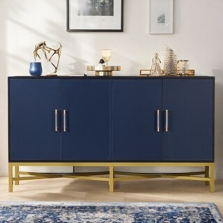 Four-Door Sideboard with Metal Cross-Leg Design - Bed Bath & Beyond ...