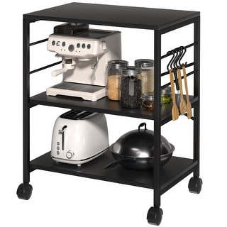 Kitchen Microwave Cart, 3-Tier Kitchen Utility Cart Vintage Rolling ...