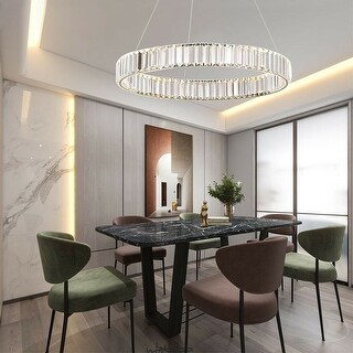 Modern Crystal Large Ring Chandelier LED Ceiling Light Fixture - 31.5 ...