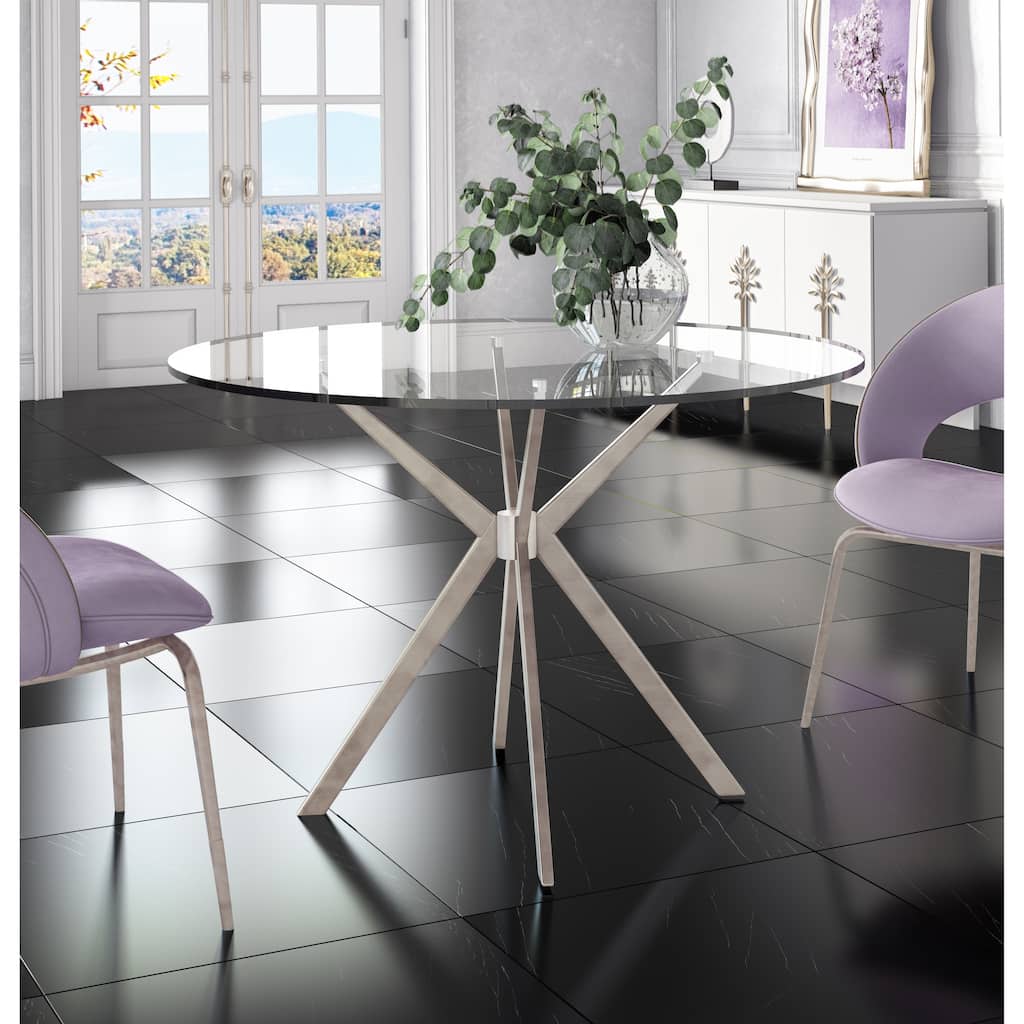 Modrest Dallas Modern Brushed Stainless Steel Dining Table - Overstock ...