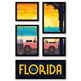 Americanflat Florida 5 Piece Grid Framed Print Wall Art Room Decor Set ...