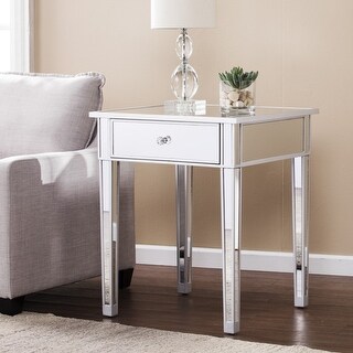 29" Silver And Reflective Glass Square Mirrored End Table - Bed Bath ...