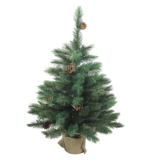 3' Potted Royal Oregon Pine Burlap Base Full Artificial Christmas Tree ...