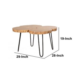 29 Inch Acacia Wood Coffee Table with Live Edge and Quatrefoil Top ...