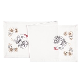14" x 51" Parisian Rooster Cotton Embroidered Table Runner - Bed Bath ...