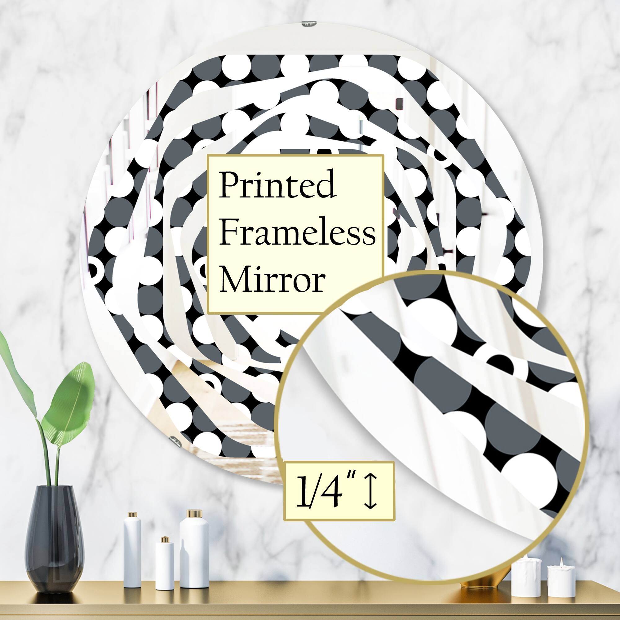 Designart Monochrome Geometric Pattern Xiv Printed Modern Round Or