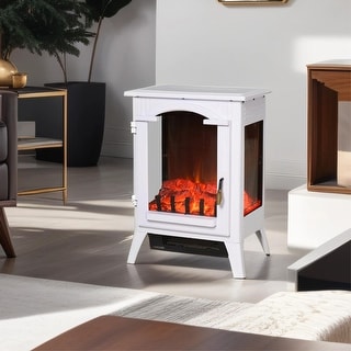 23" Electric Fireplace Heater Stove with Realistic LED Flames and Logs ...