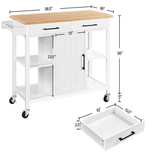 Yaheetech Mobile Kitchen Cart on Lockable Wheels With Storage - Bed ...