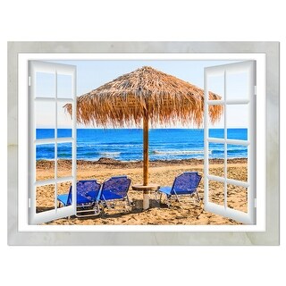 Window Open to Beach Hut with Chairs - Extra Large Seashore Glossy ...