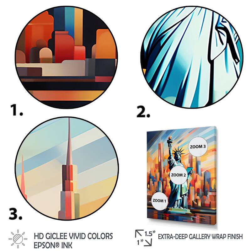 Designart "Cubist Statue Of Liberty I" New York Wall Decor Orange ...