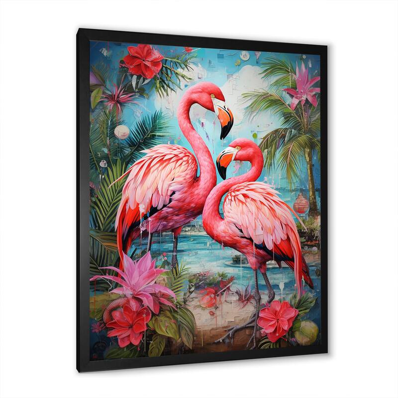 Designart "Usa Map Tropical Territories " Usa Map Framed Canvas Art ...