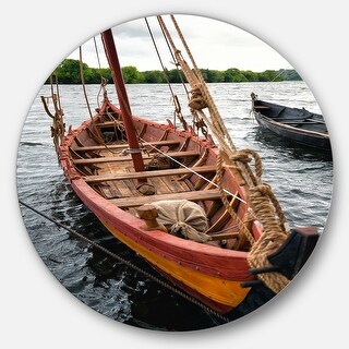 Designart 'Vintage Wooden Boat' Seashore Large Disc Metal Wall art ...