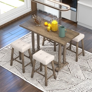 5-Piece Dining Set Breakfast Nook Set with Table and 4 Stools - Bed ...