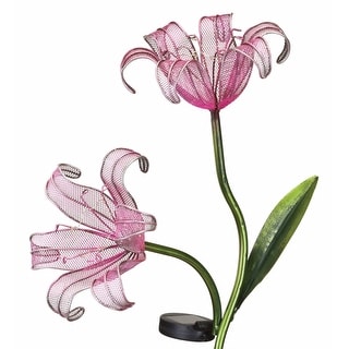 Set of 2 Pink Double Lily Solar Stakes - Bed Bath & Beyond - 35277322