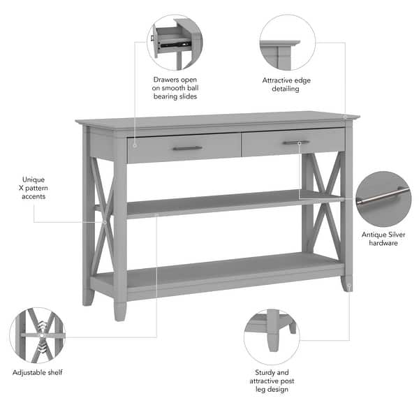 Key West Console Table with Drawers and Shelves by Bush Furniture - Bed ...