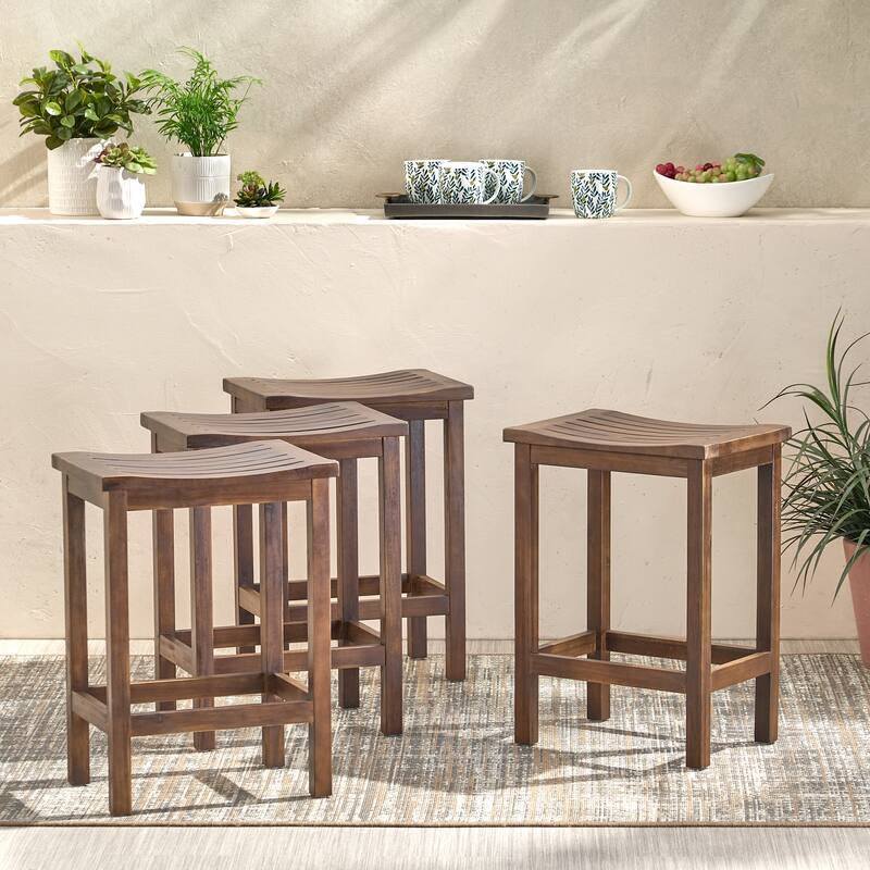Amantani Outdoor Acacia Counter Stool (Set of 4) by Christopher Knight ...